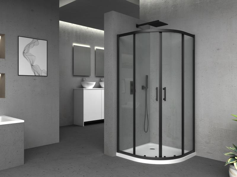 1000x1000 Curved Black Frame Shower Box - Green Home Bathroom